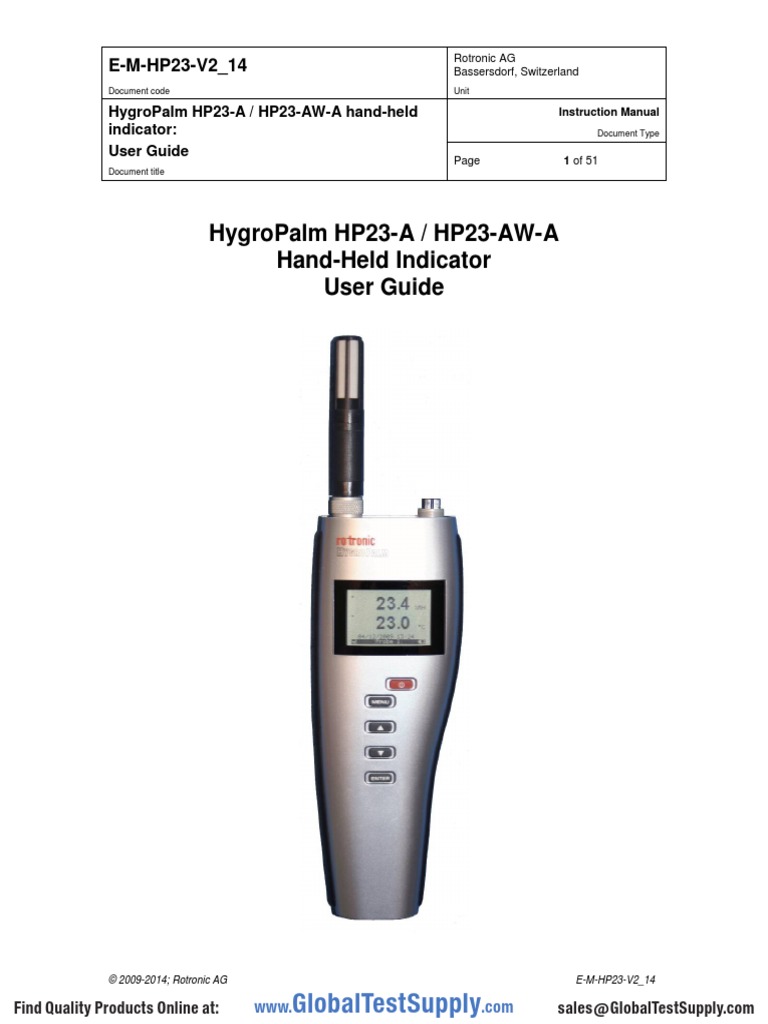 Manual HP23-A | PDF | Usb | Relative Humidity