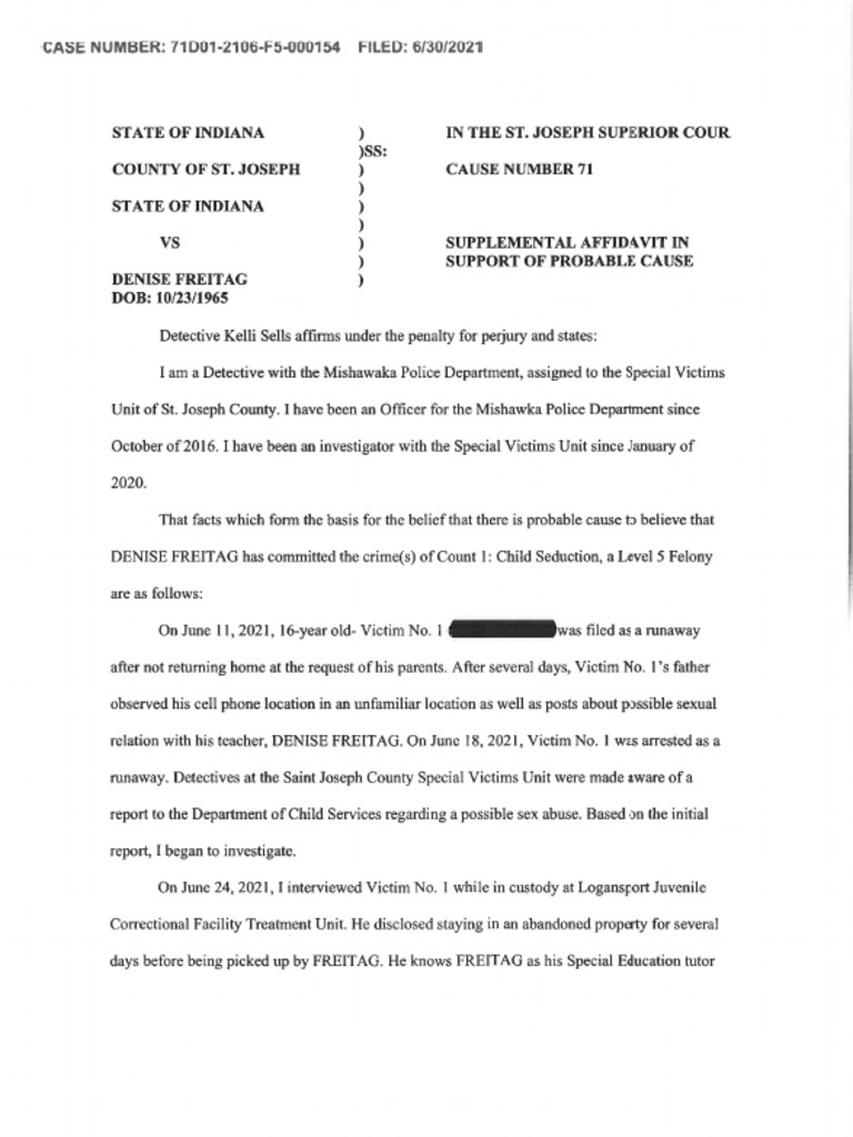 Denise Freitag Probable Cause Affidavit | PDF