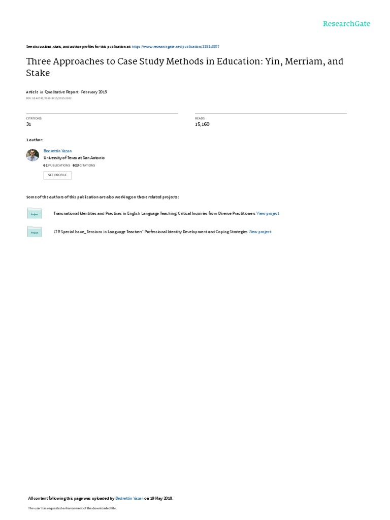 Three Approaches To Case Study Methods in Education: Yin, Merriam, and Stake | PDF | Case Study ...