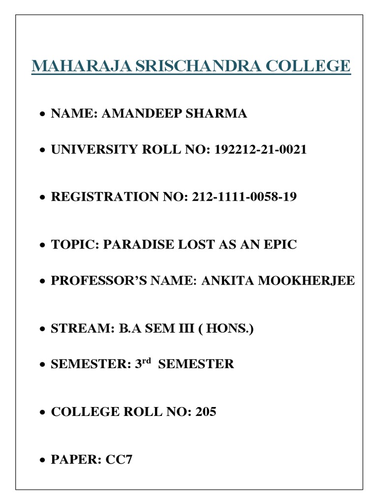 Maharaja Srischandra College: - Name: Amandeep Sharma - UNIVERSITY ROLL ...