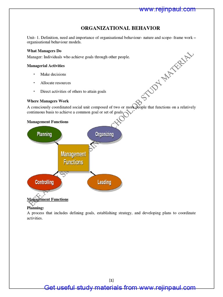 Organizational Behavior Notes Rejinpaul | PDF | Motivation | Motivational