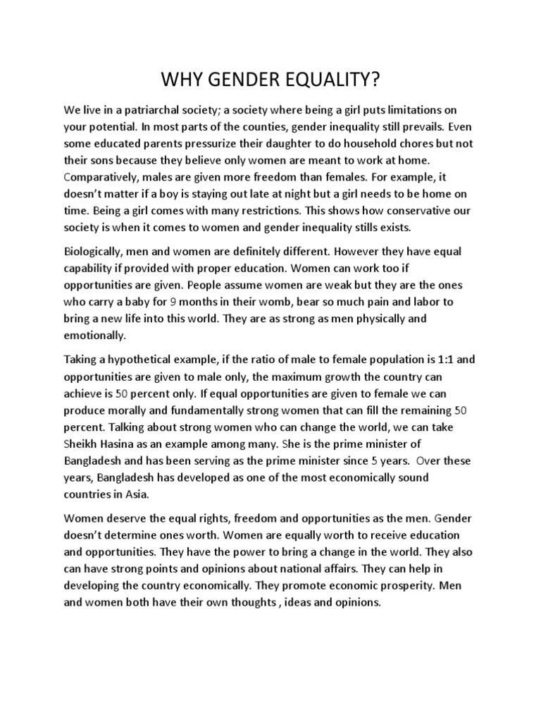 Why Gender Equality | PDF
