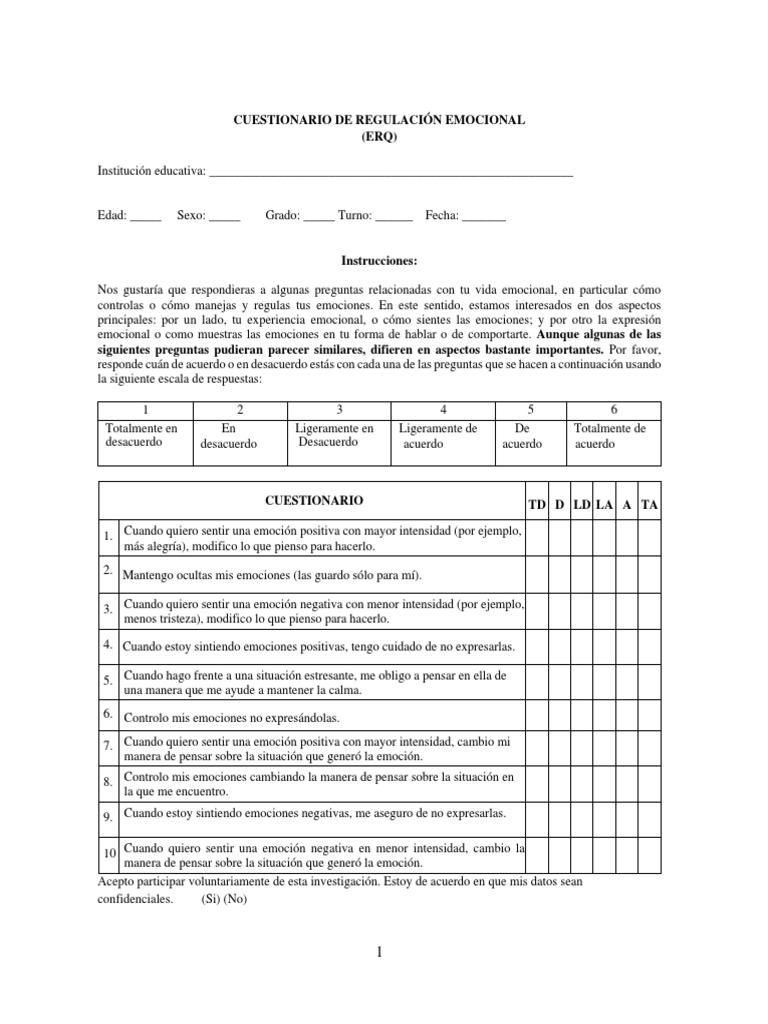 Test Erq | PDF | Las emociones | Autosuperación