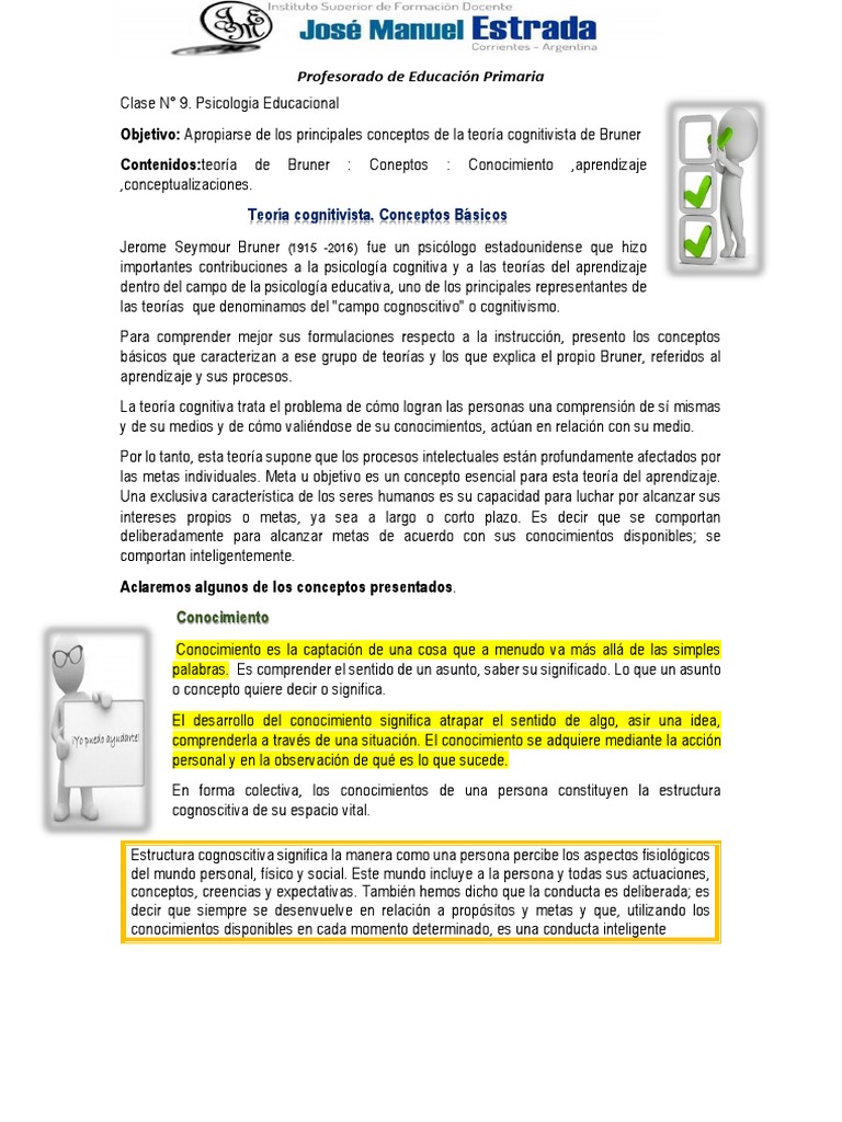 Teoria Cognitivista Bruner Clase n9 | PDF | Concepto | Aprendizaje