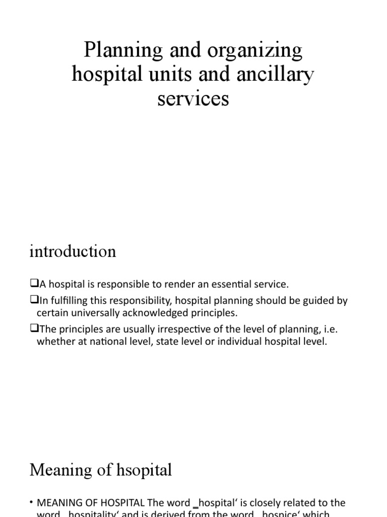 Planning Hospital Ancillary Services | PDF | Hospital | Ownership