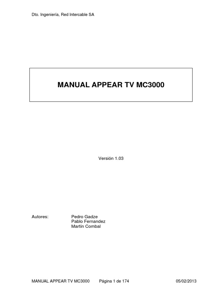 Manual Appear TV v1.03 | PDF | Dirección IP | Red de computadoras