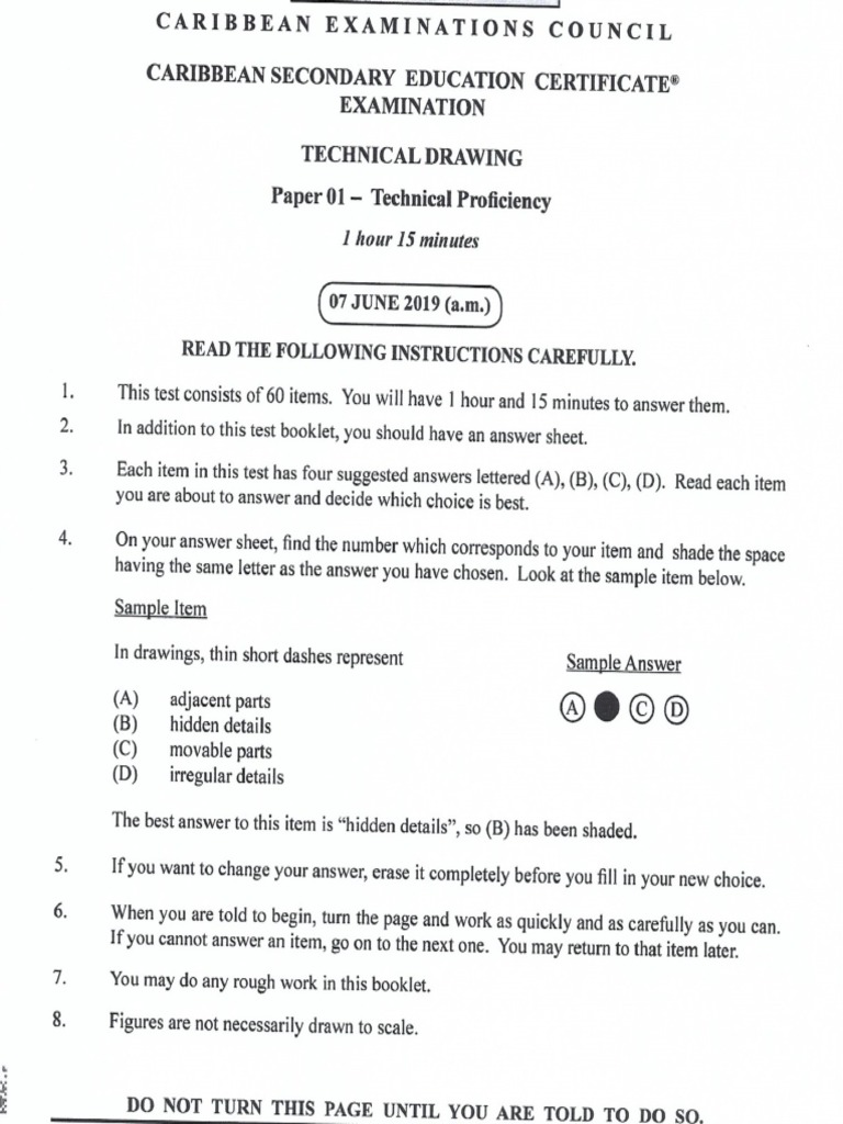 C.S.E.C. Technical Drawing P1 May 2019 | PDF