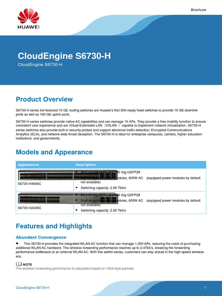 CloudEngine S6730-H Series Switches Brochure | PDF | Network Switch | Computer Network