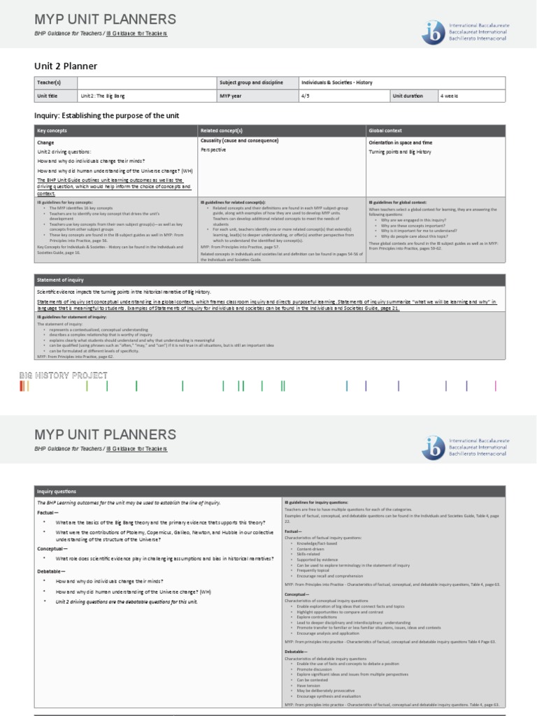 Myp Unit 2 Planner | PDF | Educational Assessment | Academic Discipline ...