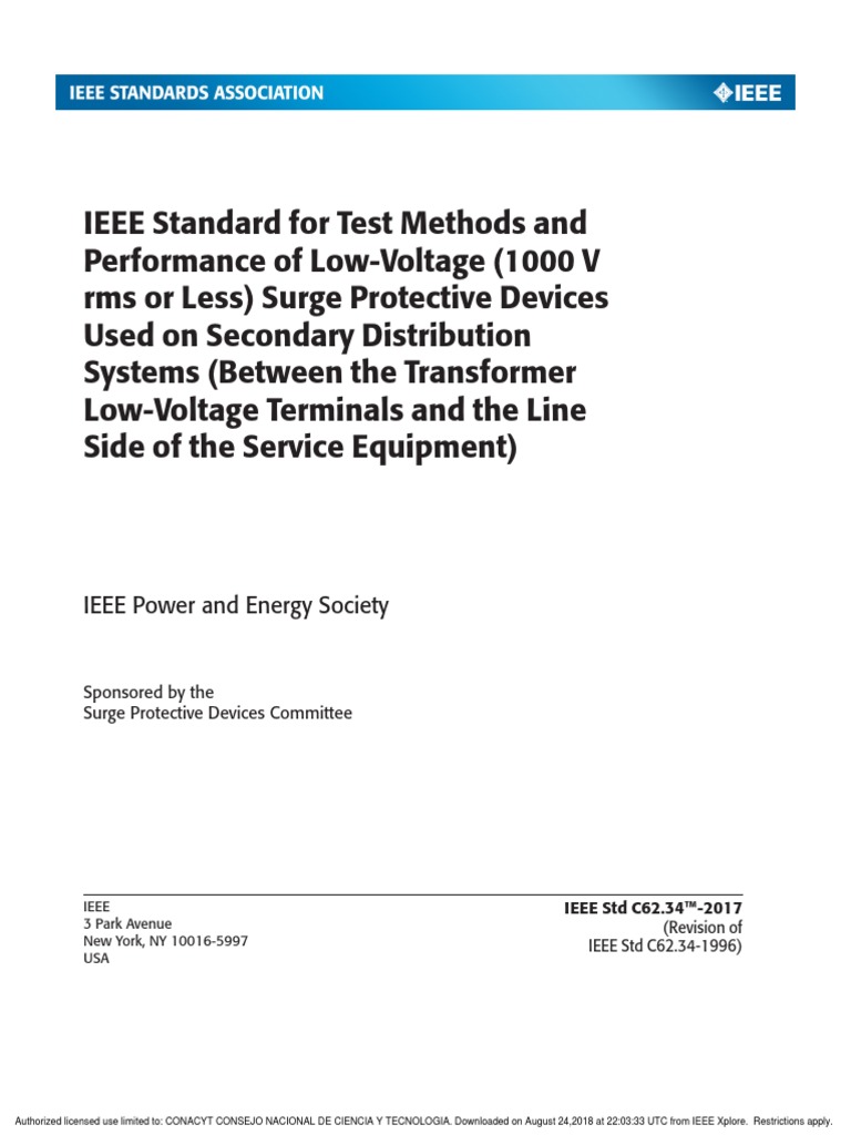 IEEE STD C62.34™-2017 Standard For Test Methods | PDF | Mains ...