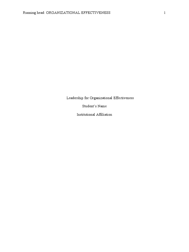 Leadership For Organizational Effectiveness | PDF | Leadership | Innovation
