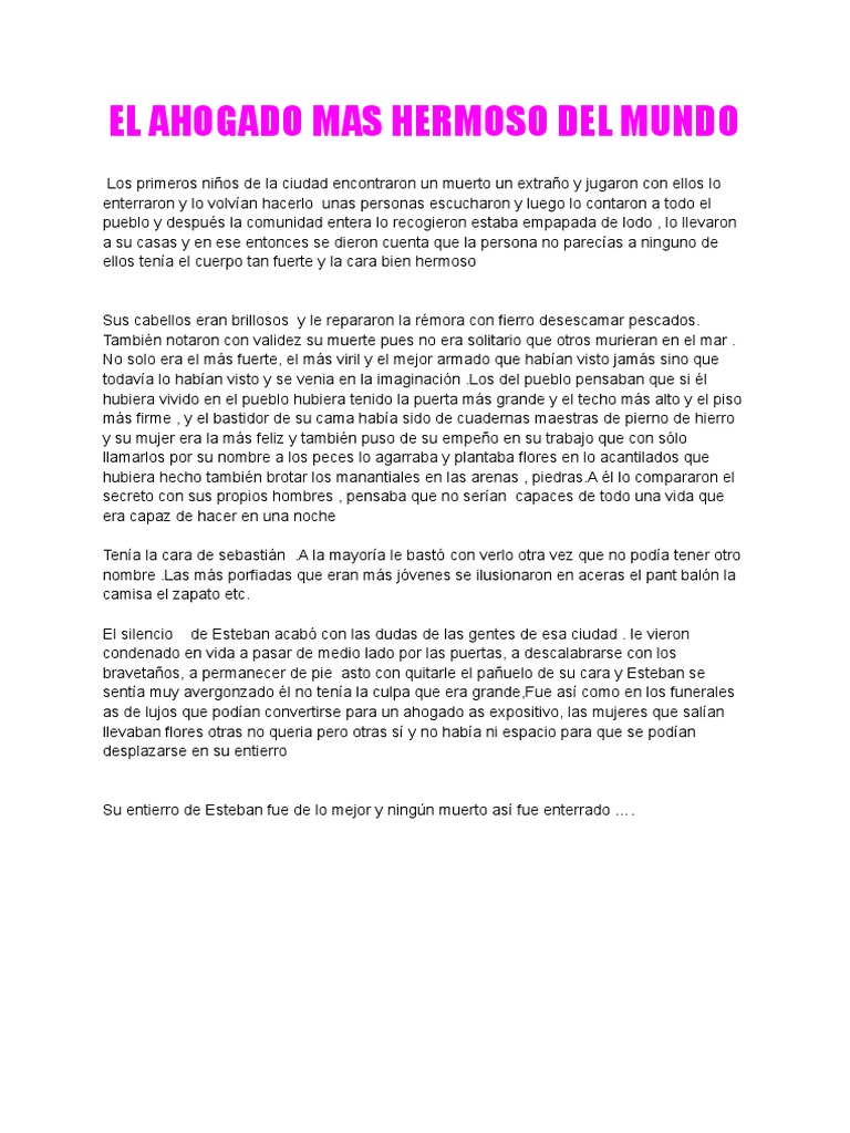 LF Tarea 01: EL AHOGADO MAS HERMOSO DEL MUNDO | PDF