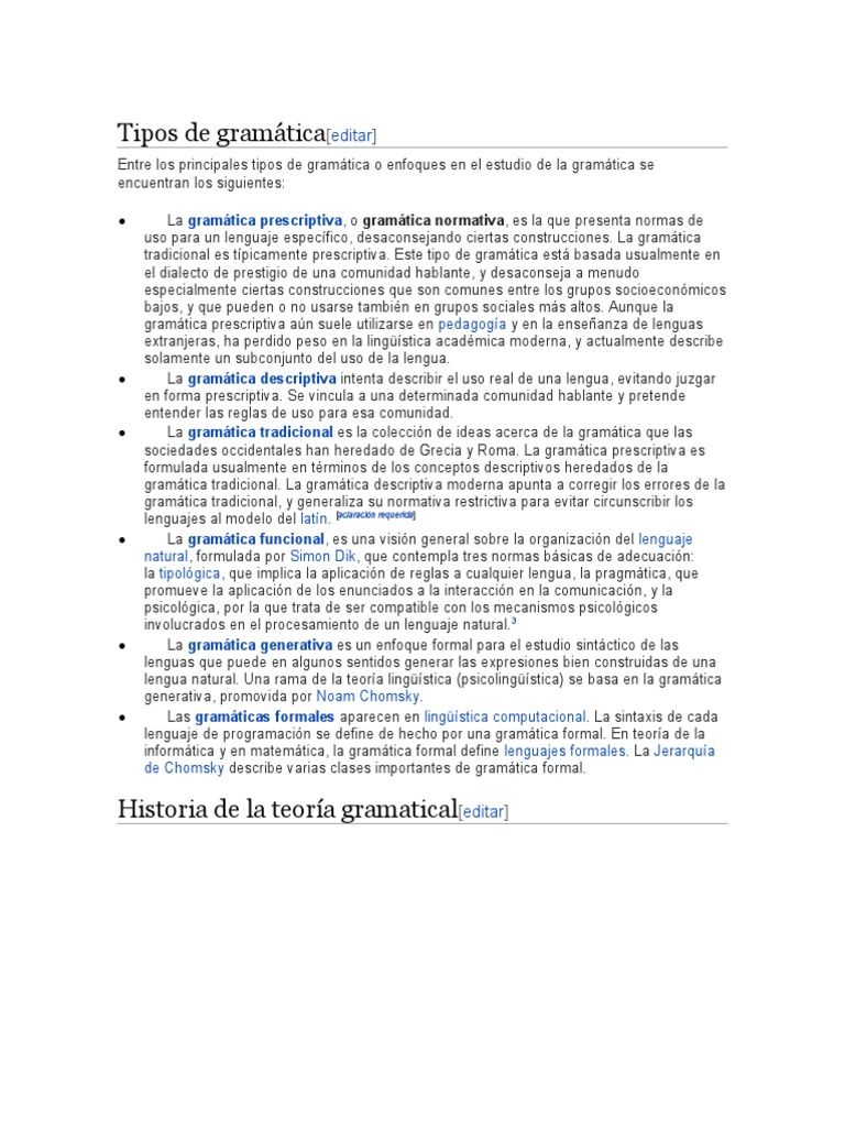 Tipos de Gramática | PDF | Gramática | Lingüística