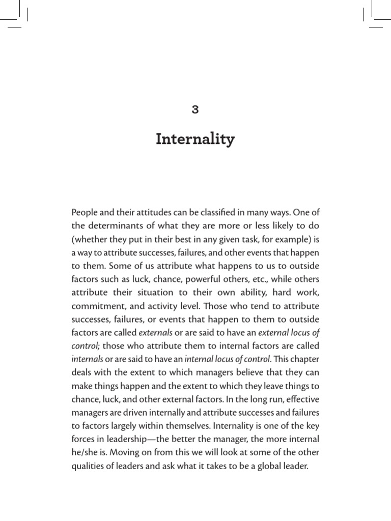 Internality: Control Those Who Attribute Them To Internal Factors Are ...