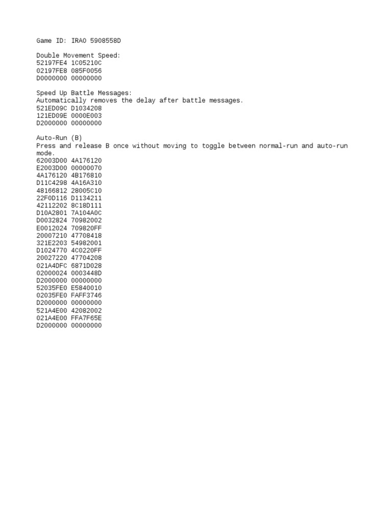 Action Replay Codes | PDF