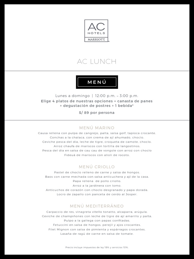 Carta Menu Promocion - AC Lounge | PDF
