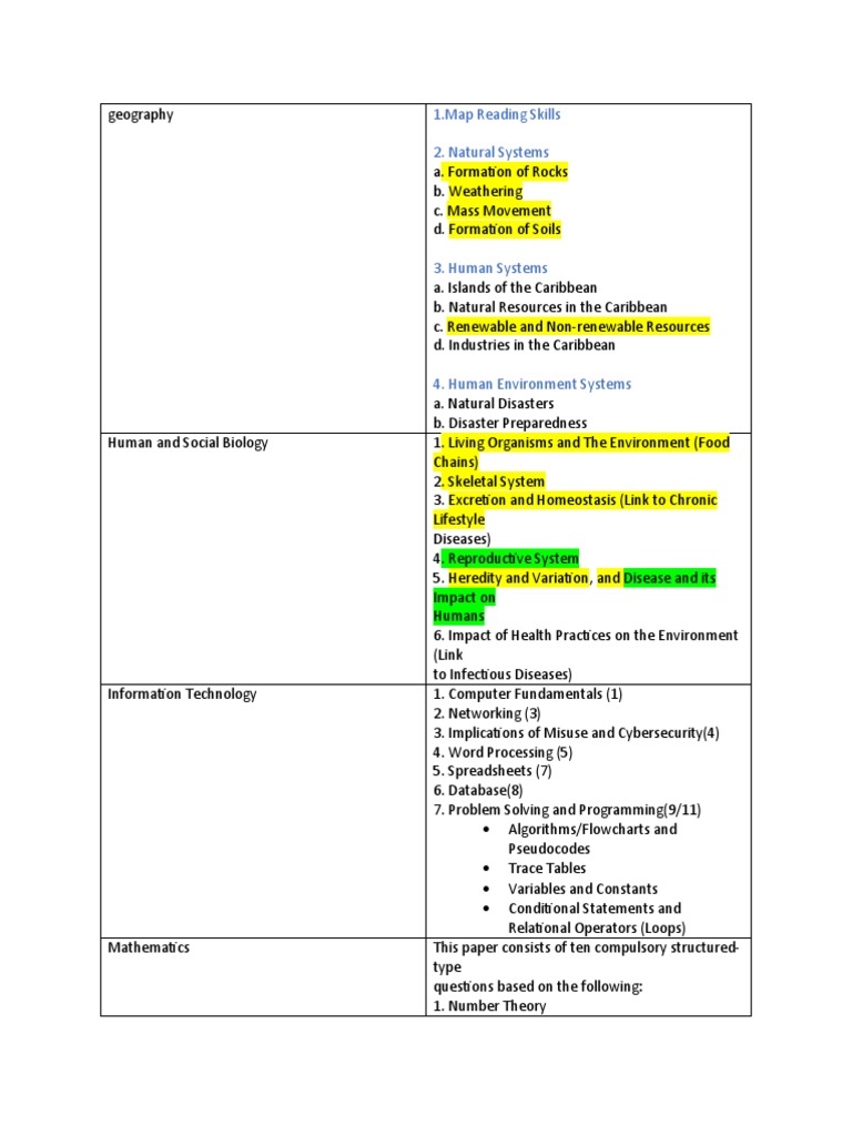 CXC Subject Study Guide | PDF | Poetry | Teaching Mathematics