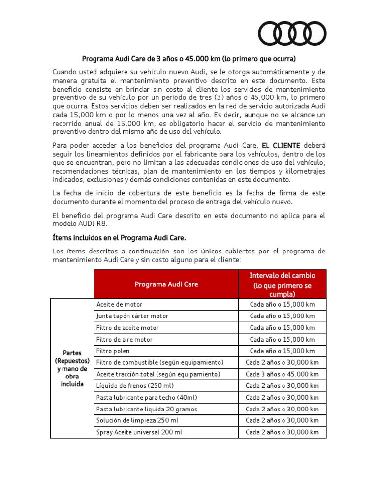 Audi Care | PDF | Tecnologías automotrices | Tecnología de vehículos