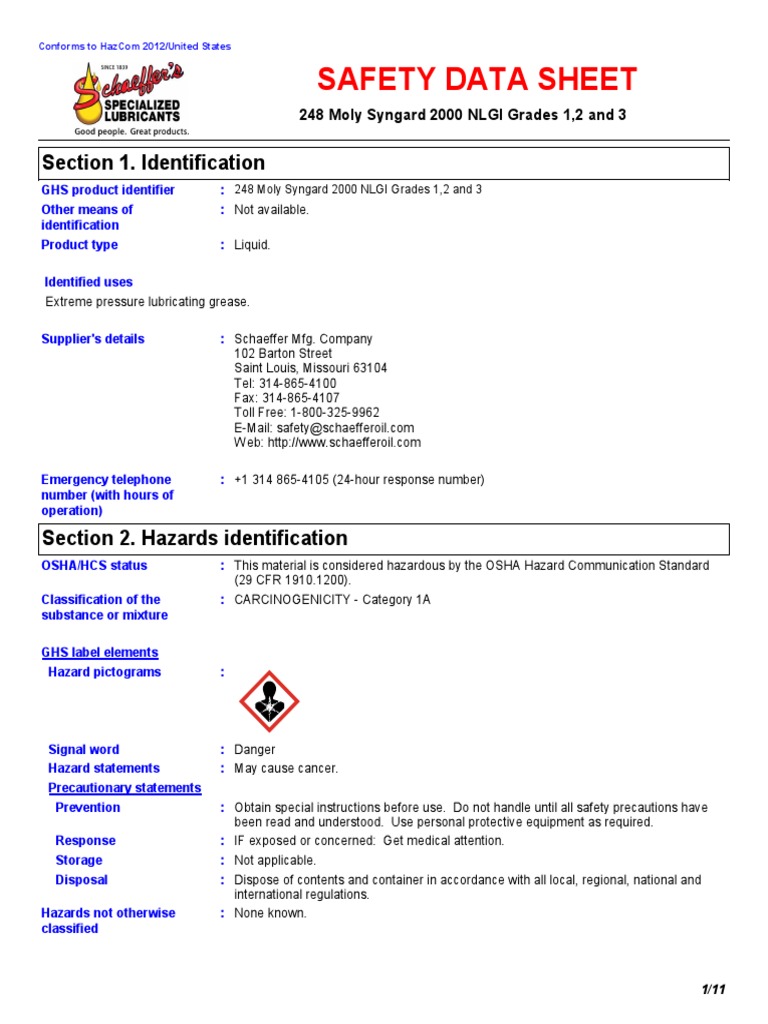 Safety Data Sheet: Section 1. Identification | PDF | Firefighting | Personal Protective Equipment
