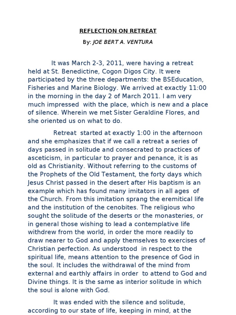 Retreat Reflection Insights | PDF | Religion & Spirituality
