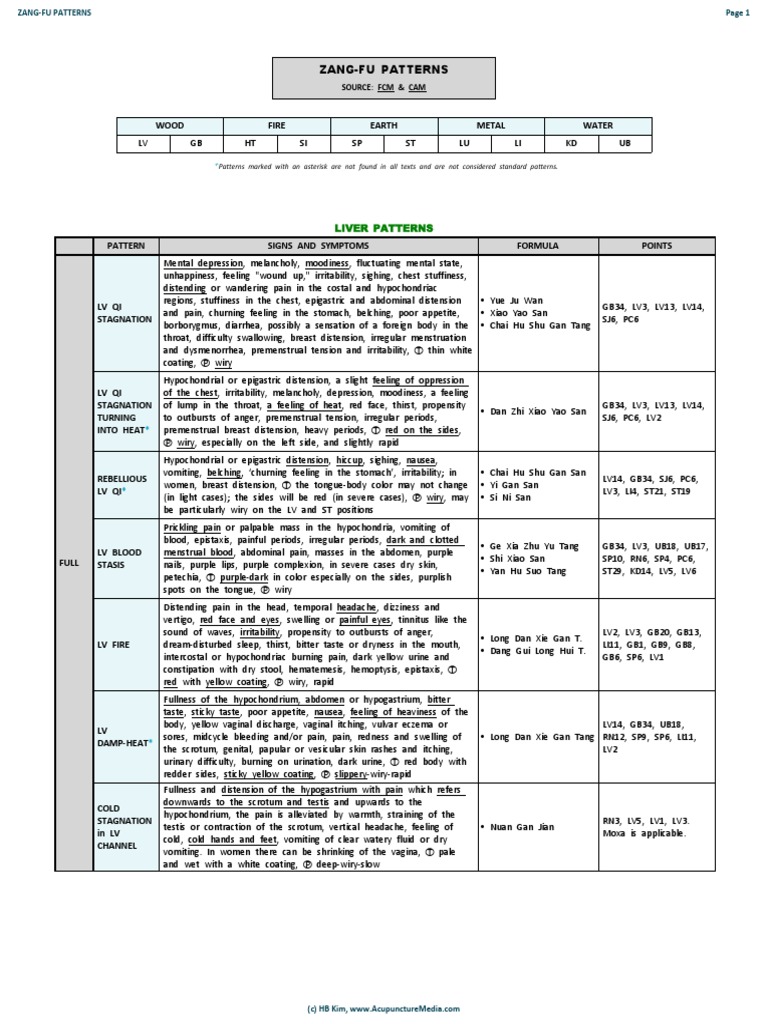 Zang Fu Patterns | PDF | Thorax | Physiology