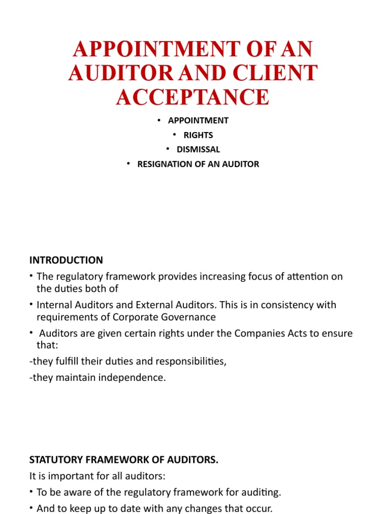 Appointment and Acceptance of Auditors | PDF | Financial Audit | Audit