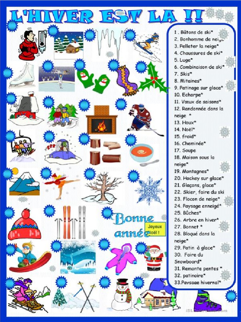 Vocabulaire Hiver Exercice | PDF