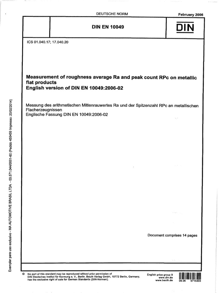 DIN EN 10049 (Fev. 2006) | PDF