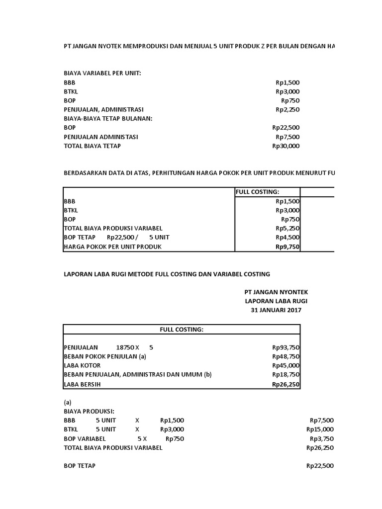 Contoh Soal Perhitungan HPP FV Dan VC | PDF