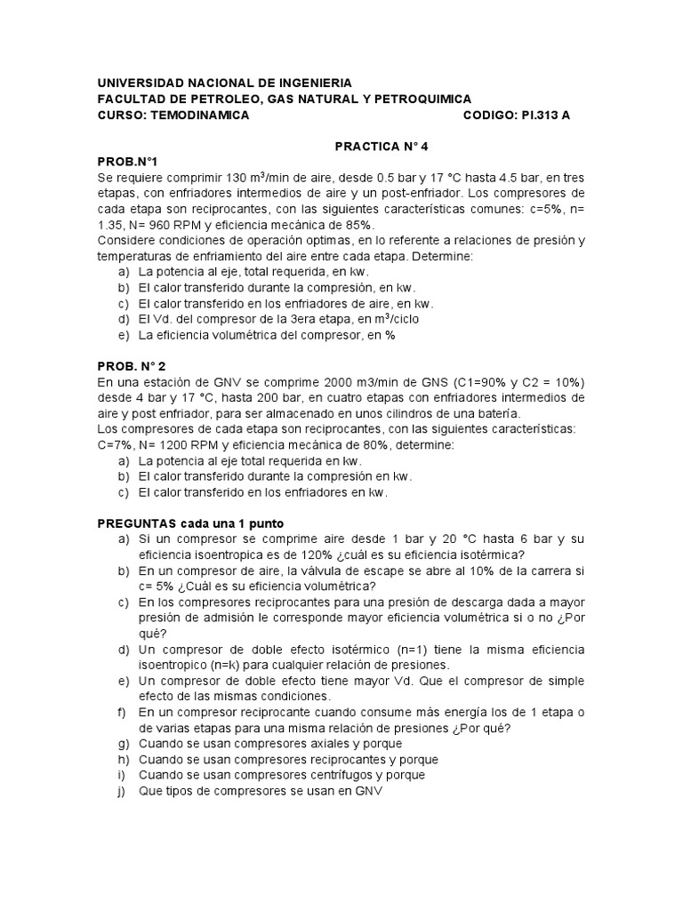 Practica N°4-B Compresores | PDF | Calor | Cantidades fisicas