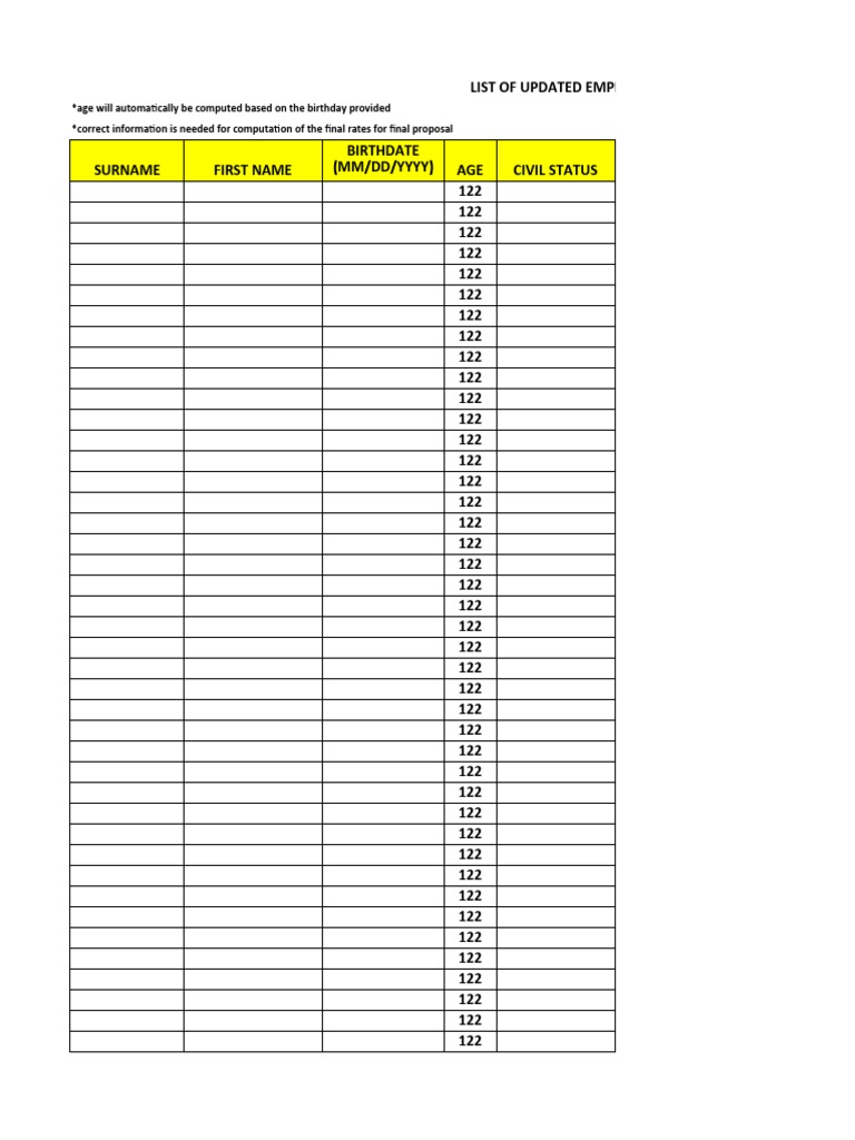 Employee List Template | PDF | Computing And Information Technology ...