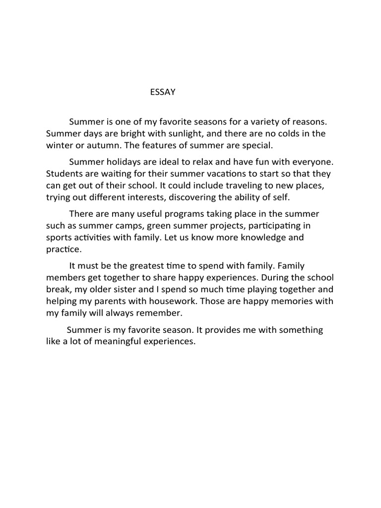 Why I Love Summer - Essay | PDF | Wellness | Lifestyle