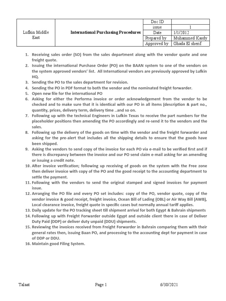 International Procurement Procedures Guide | PDF | Invoice | Receipt