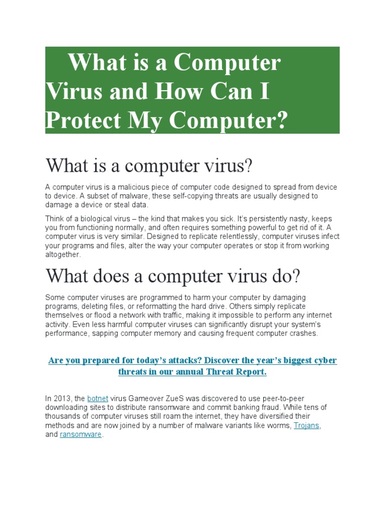 Computer Virus Protection Guide | PDF | Computer Virus | Malware