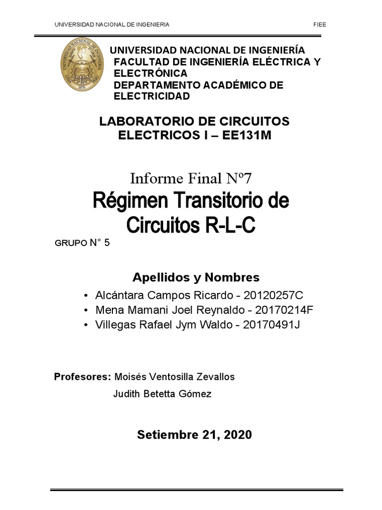 7.2 Regimen Transitorio RLC | PDF | Inductor | Ecuaciones