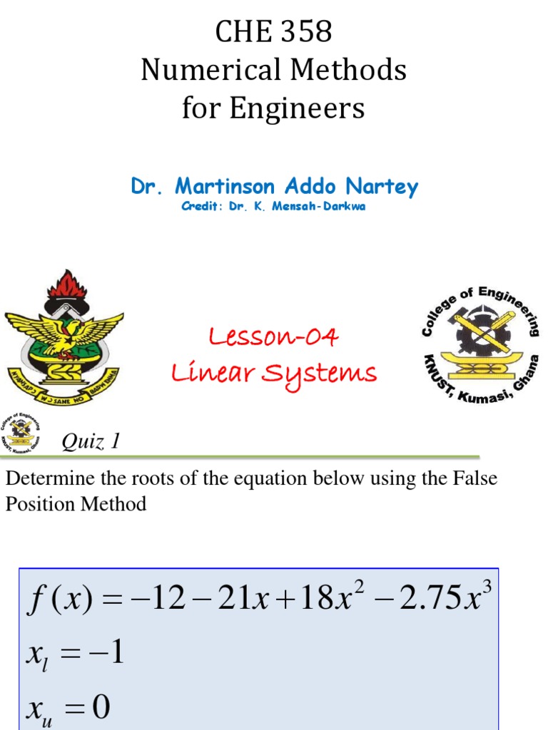 Numerical Methods for Solving Systems of Linear Equations | PDF | Matrix (Mathematics) | Determinant