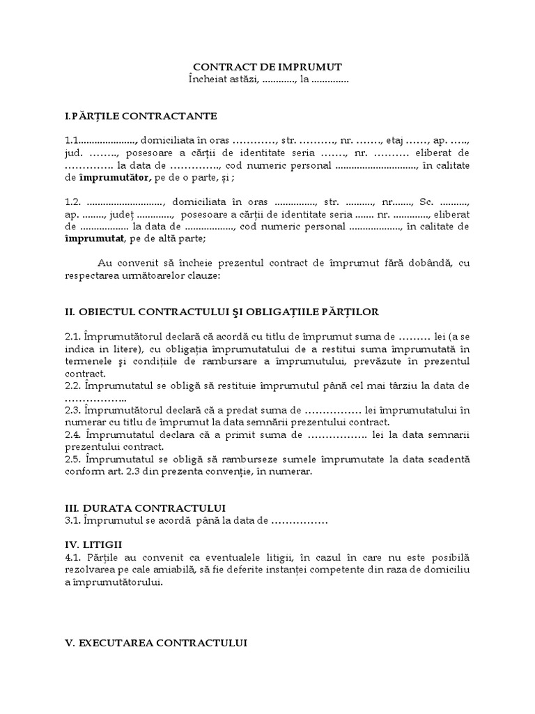 Contract de Imprumut Draft | PDF