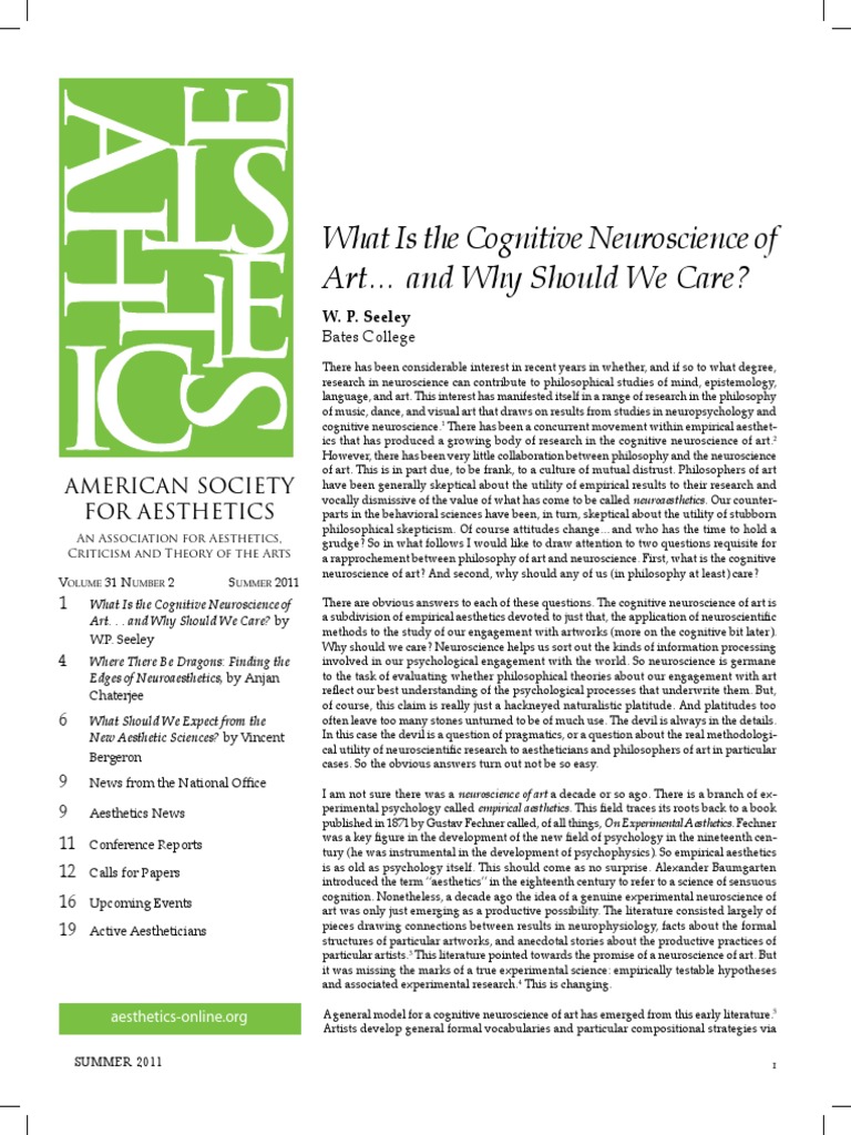 Cognitive Neuroscience of Art Explained | PDF | Aesthetics | Perception