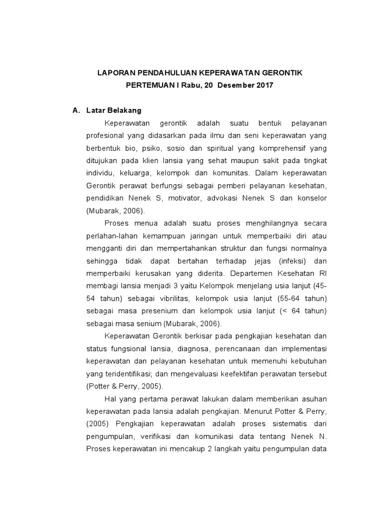 Laporan Pendahuluan Gerontik | PDF
