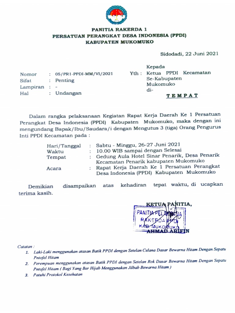 Undangan Rakerda PPDI | PDF
