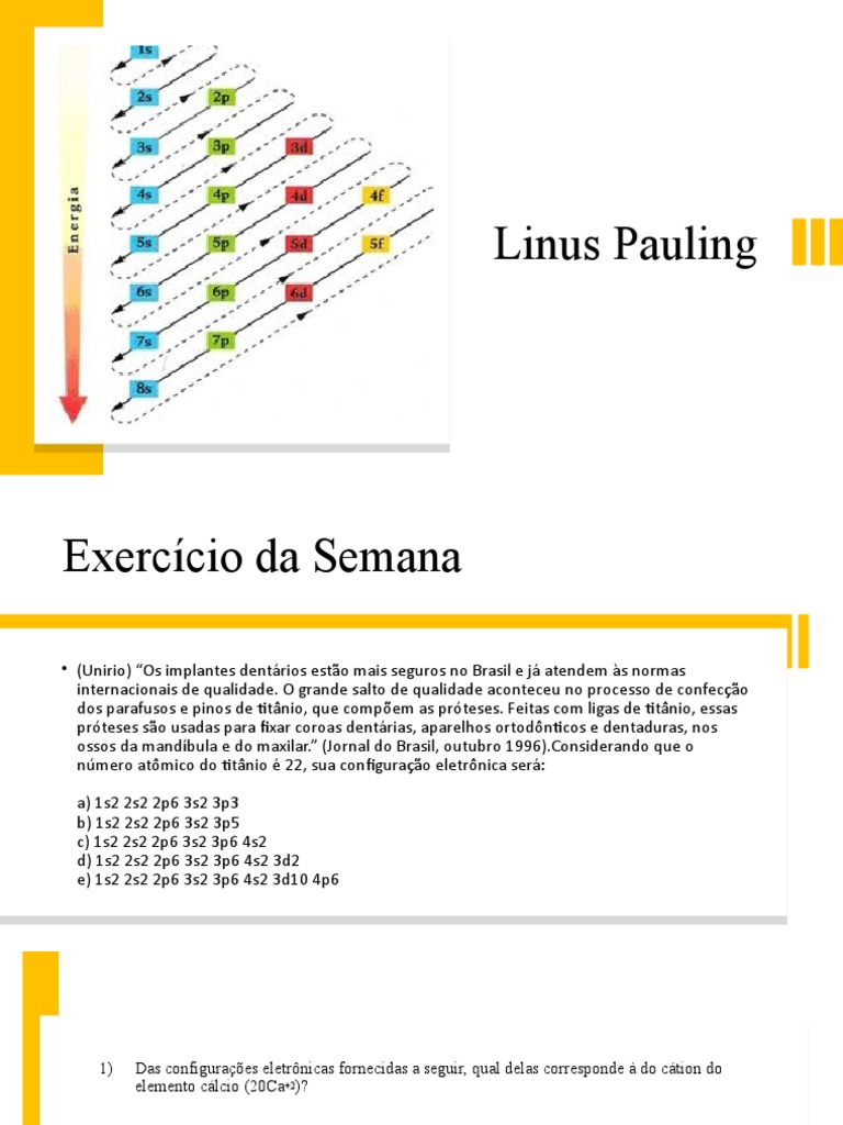 Linus Pauling Pdf Configuração Eletrônica Metais