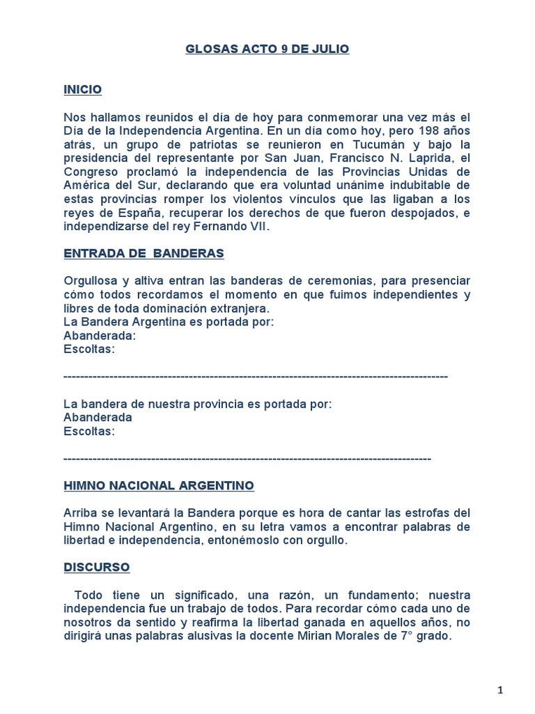 Glosas Acto 9 de Julio | PDF | Bailes