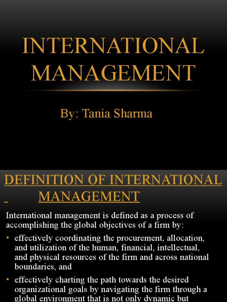 Definition and Importance of International Management | PDF ...
