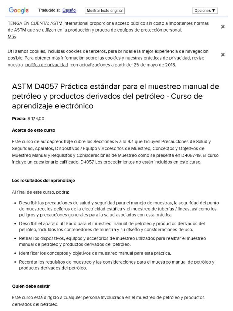 ASTM International - Cursos de Capacitación - ASTM D4057 Práctica ...