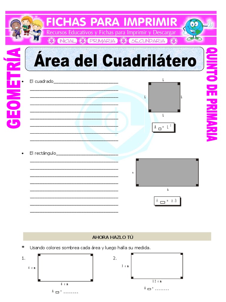 Geometría básica: Cálculo del área del cuadrado y rectángulo | PDF ...