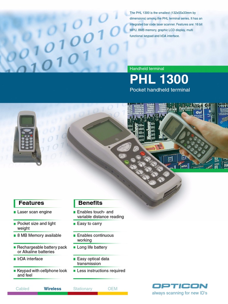 Capturador PHL1300 Opticon | PDF | Personal Computers | Computer Keyboard