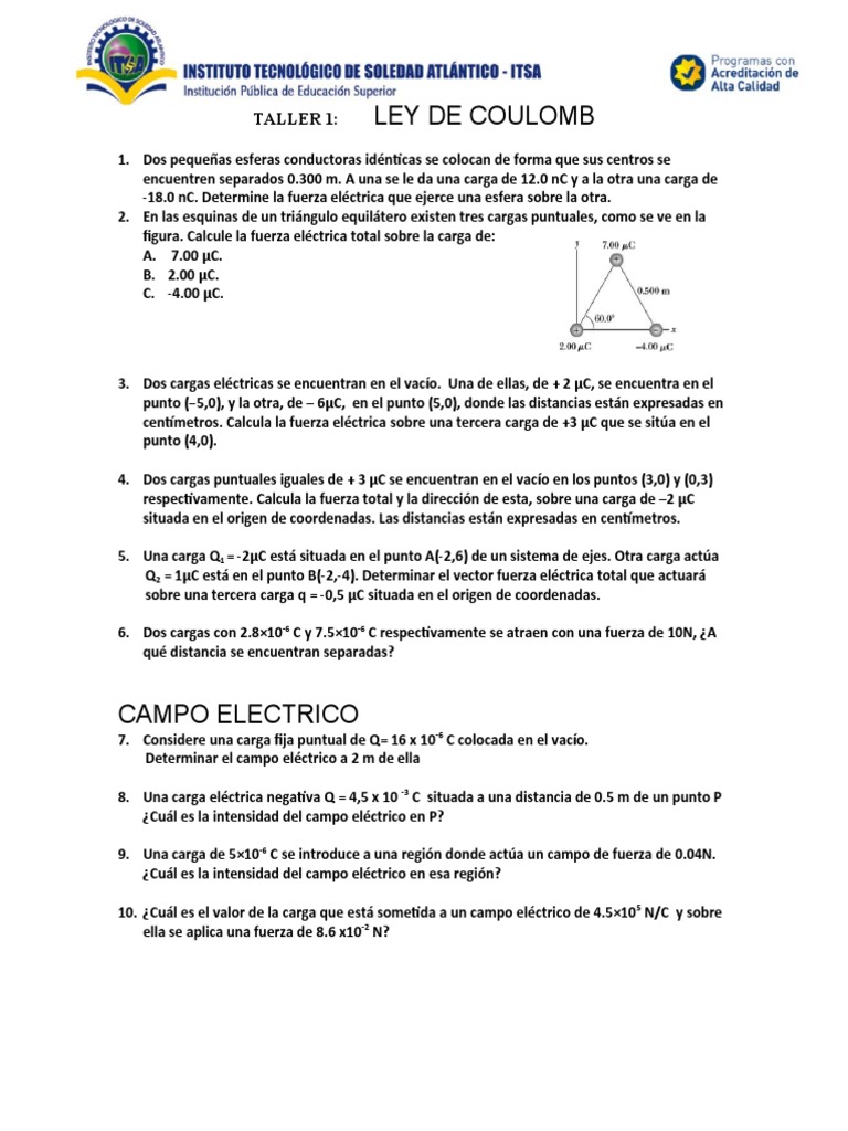 Fuerzas y Campos Eléctricos en Cargas | PDF | Campo eléctrico | Fuerza
