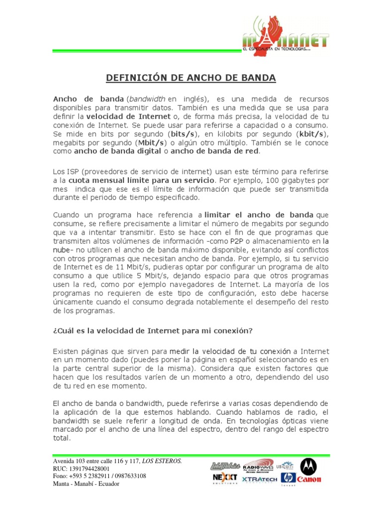 Definicion y Comparticion de Ancho de Banda | PDF | Ieee 802.11 | Internet