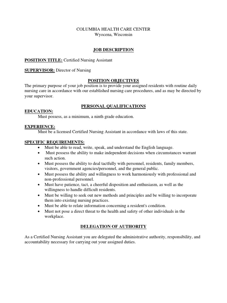 Certified Nursing Assistant | PDF | Nursing | Employment