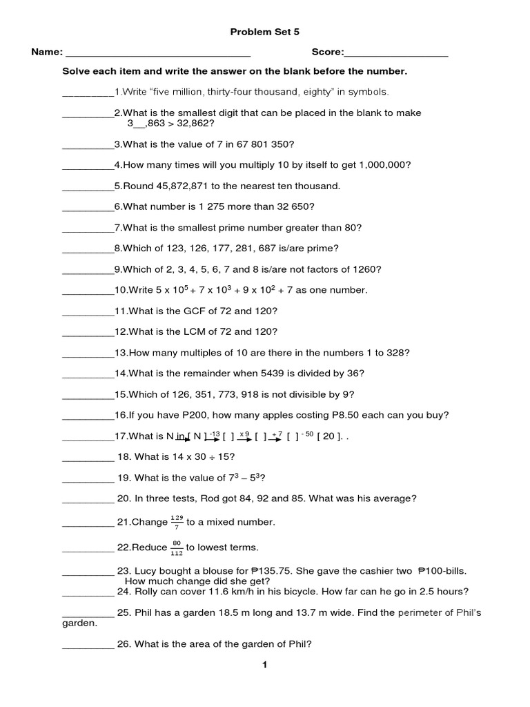 Problem Set 5 | PDF | Elementary Mathematics | Teaching Mathematics